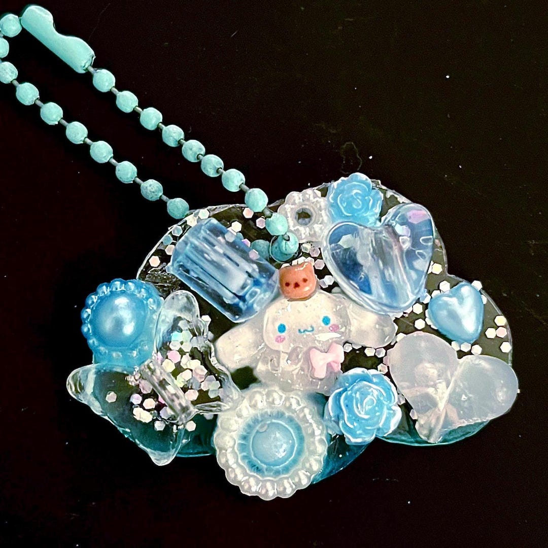 Handmade Keychain, Cinnamoroll Blue and White Decoden/junk/guka ...