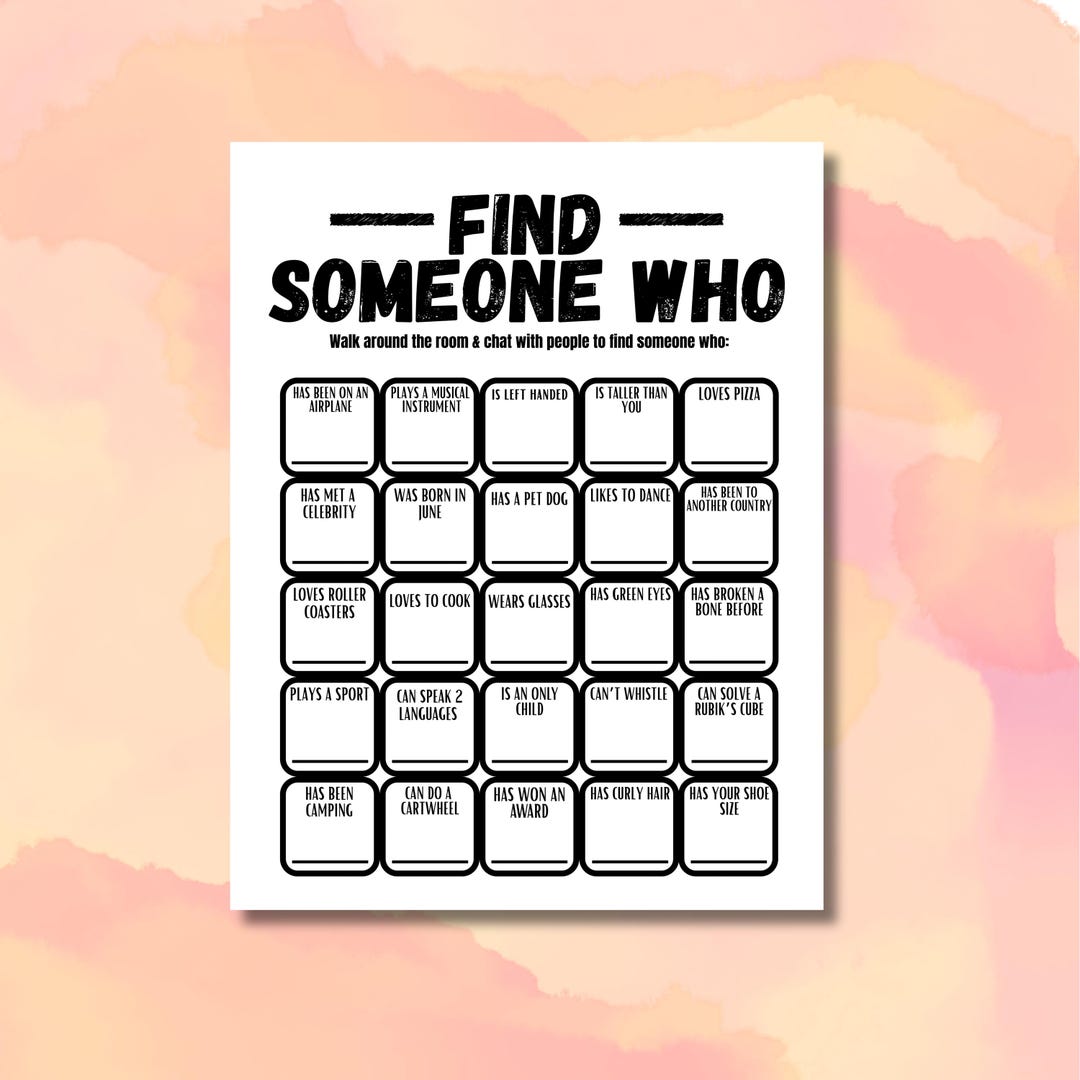 Printable Find Someone Who Bingo. Get to Know You. Two Sizes. Editable ...