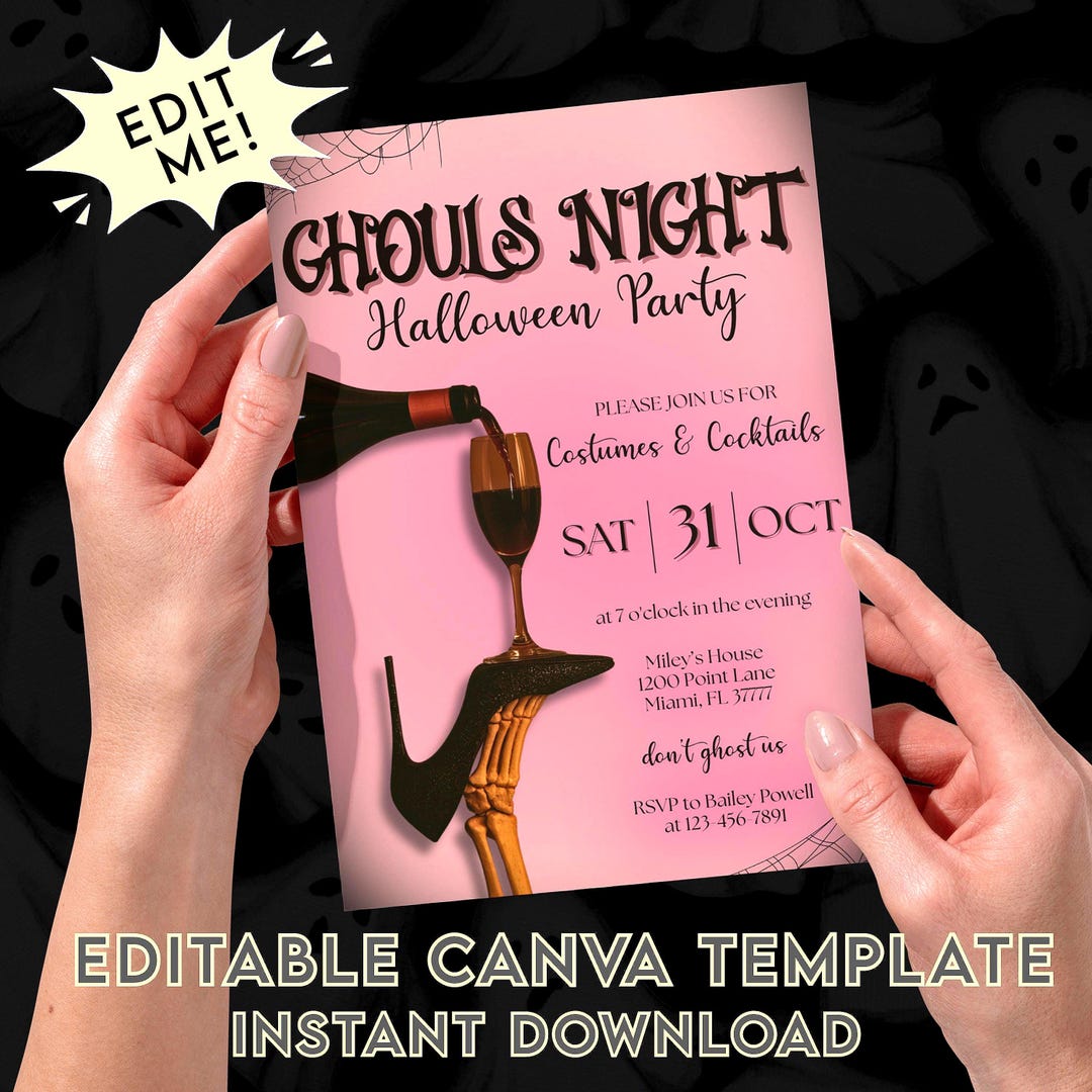 Ghouls Night Halloween Party Invitation, Spooky Movie Girls Night ...