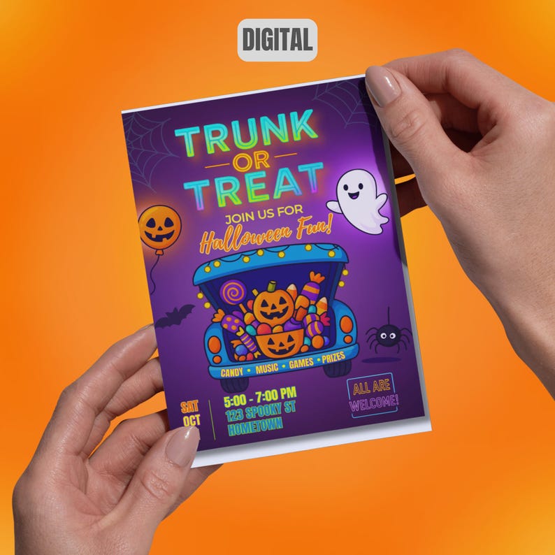 Halloween Trunk or Treat Sign, Trunk or Treat Flyer Template, Printable ...