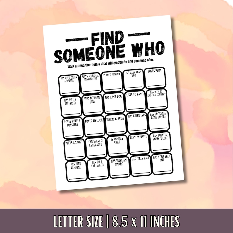 Printable Find Someone Who Bingo. Get to Know You. Two Sizes. Editable ...