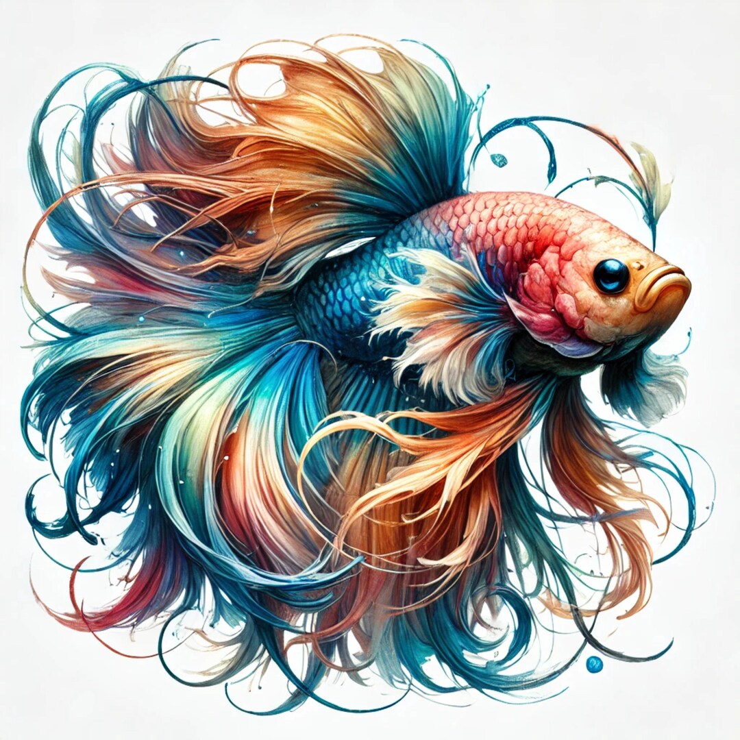 Colorful Betta Fish Digital Art – Vibrant Watercolor Fish Illustration ...