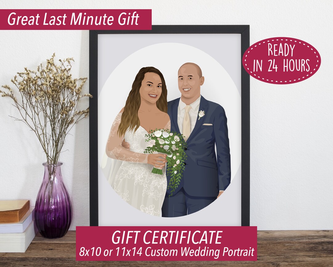 Custom Wedding Portrait Gift Certificate, Last Minute Gift, Printable ...