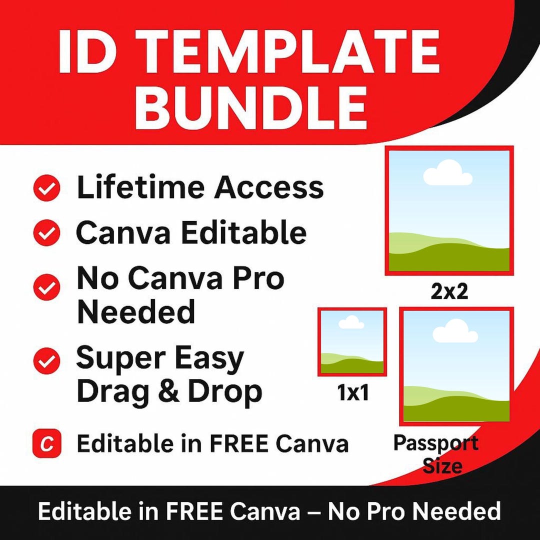 Rush ID Template Bundle | Canva Drag & Drop | Packages A-F With 1x1 ...