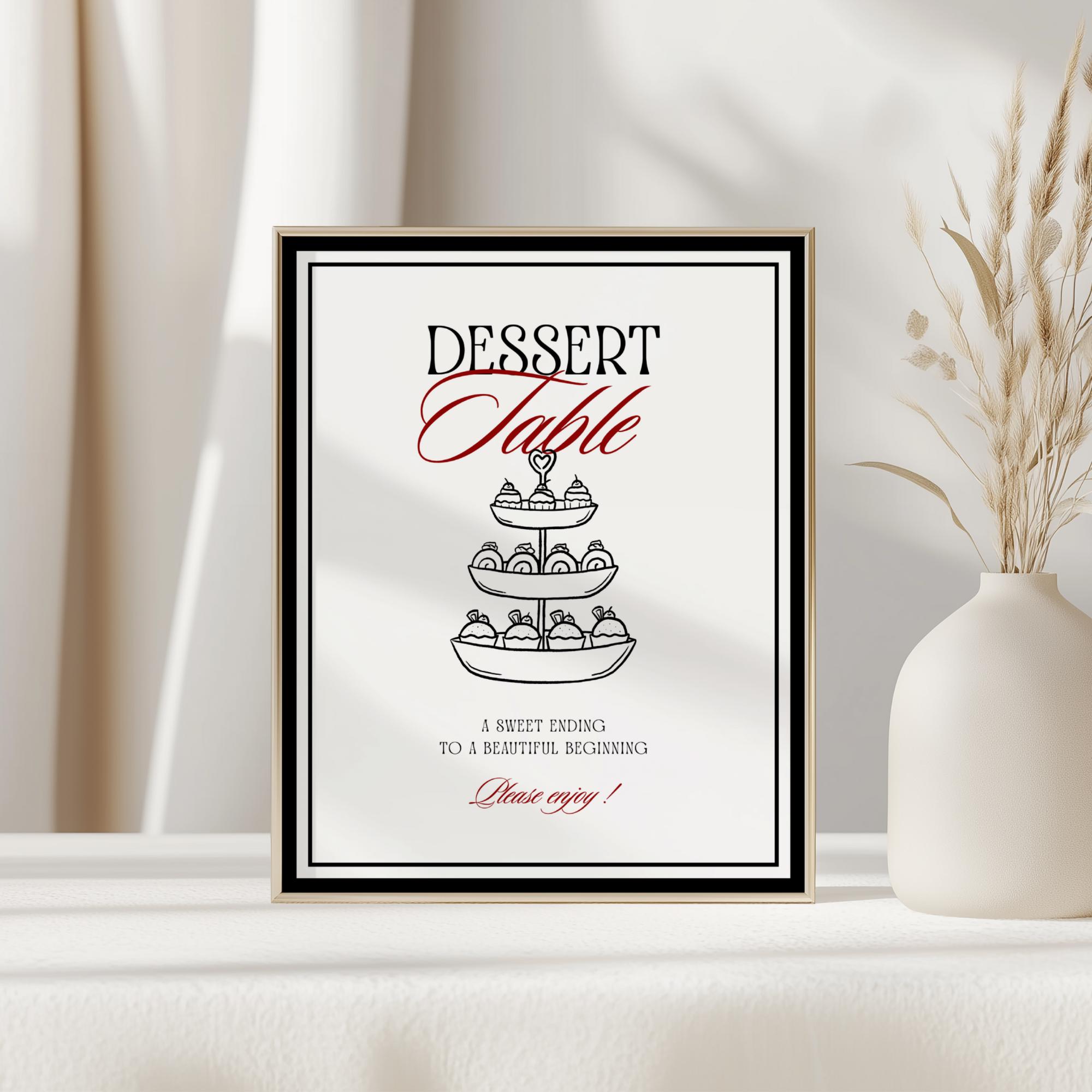 Hand Drawn Wedding Dessert Table Sign • Canva Template • Whimsical ...