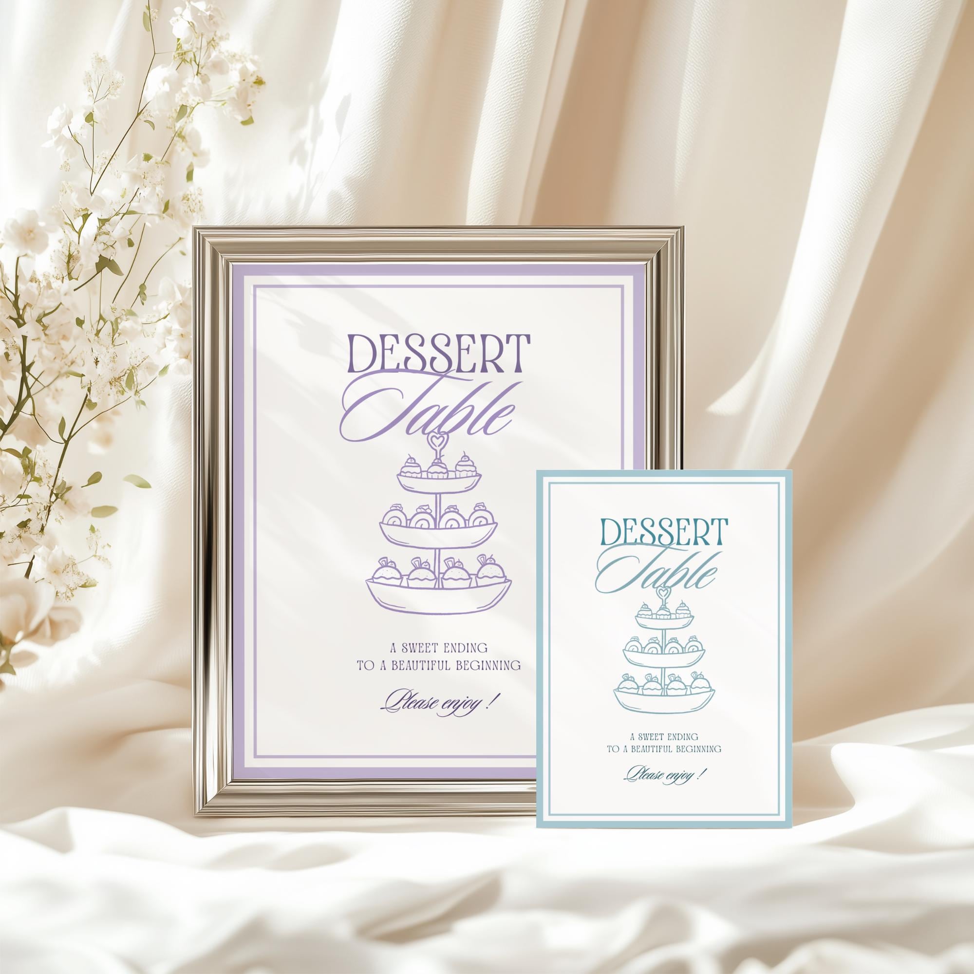 Hand Drawn Wedding Dessert Table Sign • Canva Template • Whimsical ...