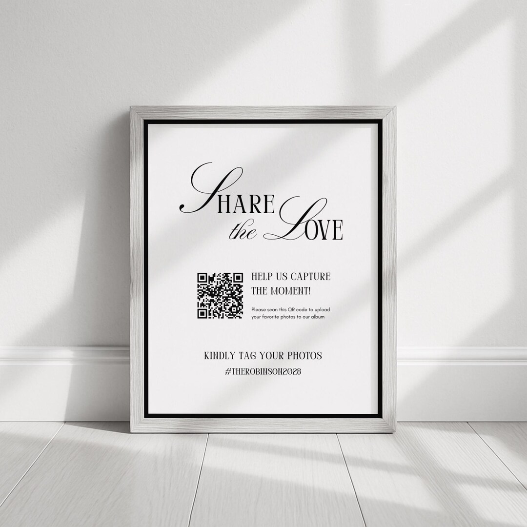 Classic Wedding Share the Love Sign • Canva Template • Elegant ...