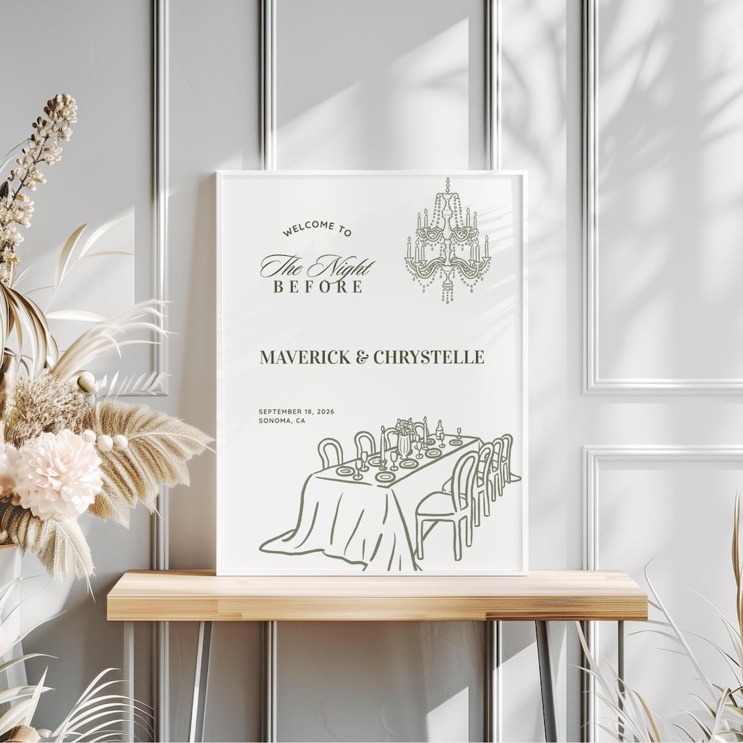 Hand Drawn the Night Before Welcome Sign • Canva Template • Whimsical ...