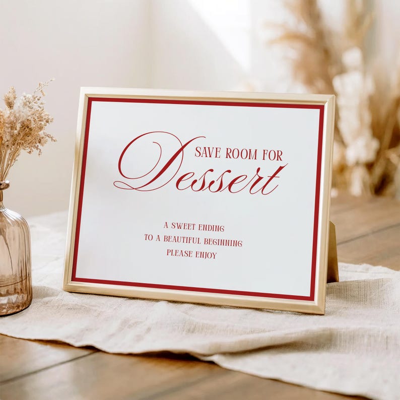 Classic Wedding Dessert Bar Sign • Canva Template • Old Money, Elegant ...