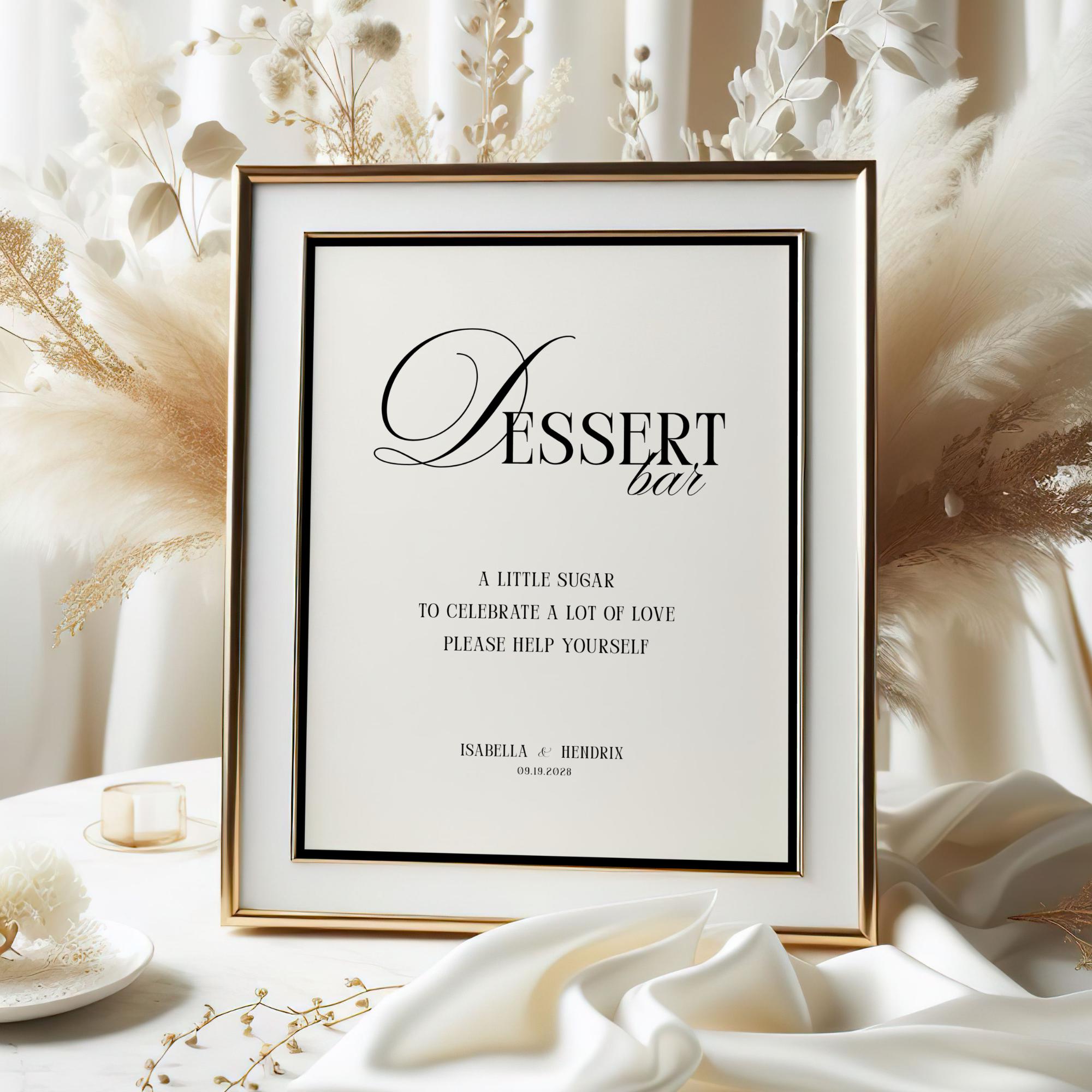Classic Wedding Dessert Bar Sign • Canva Template • Old Money, Elegant ...