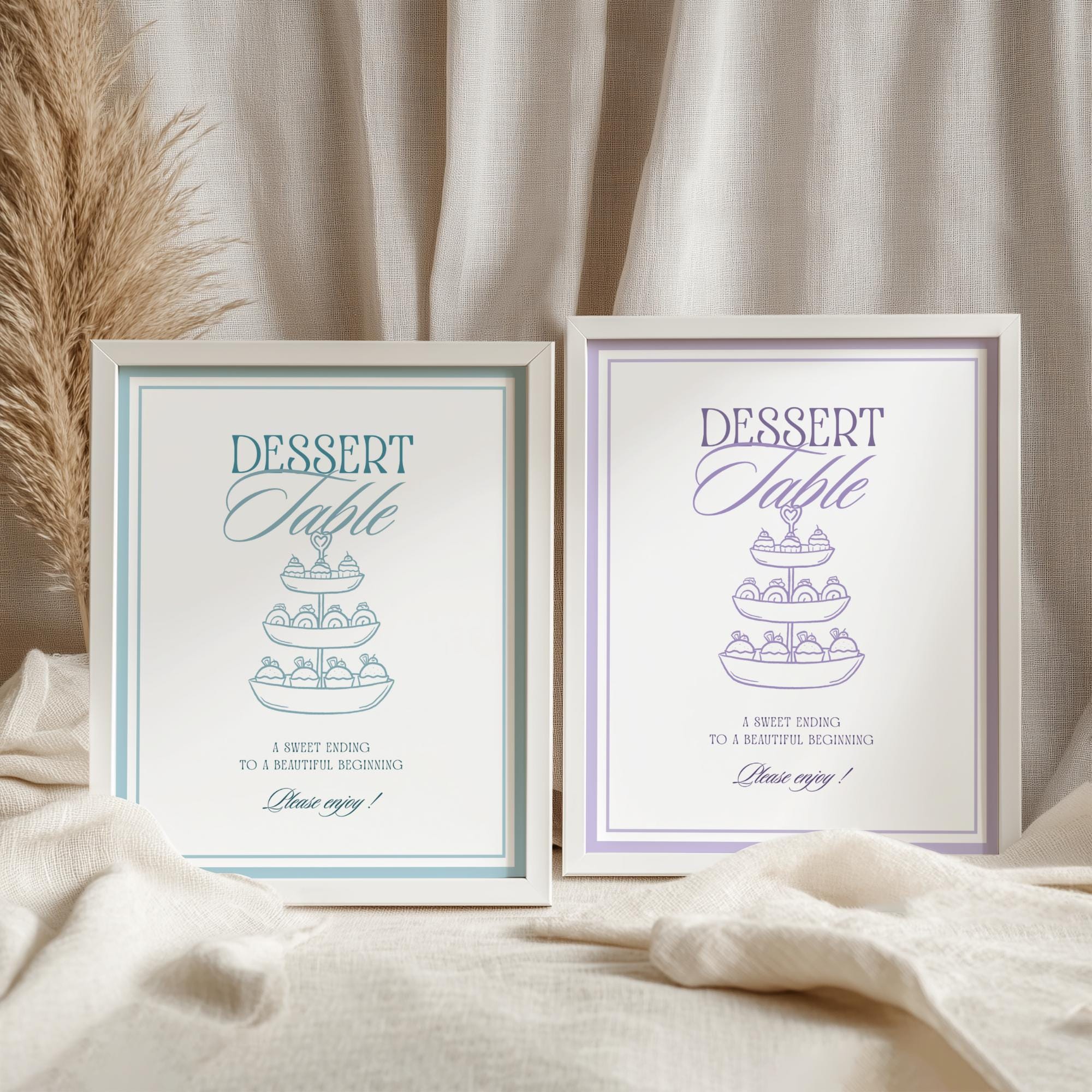 Hand Drawn Wedding Dessert Table Sign • Canva Template • Whimsical ...