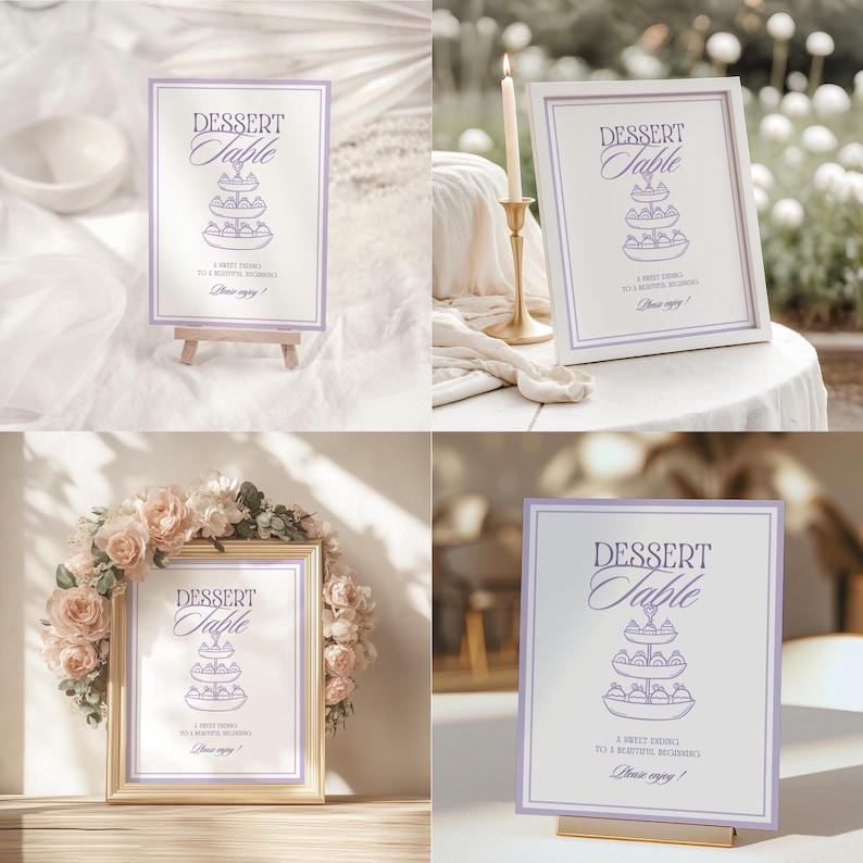 Hand Drawn Wedding Dessert Table Sign • Canva Template • Whimsical ...
