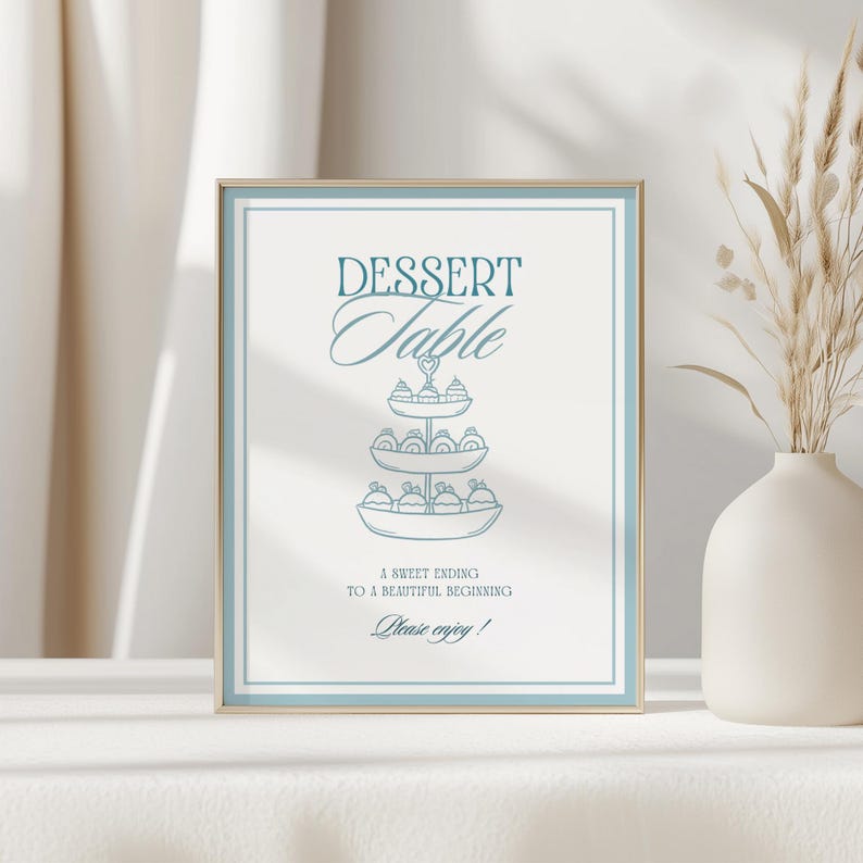Hand Drawn Wedding Dessert Table Sign • Canva Template • Whimsical ...