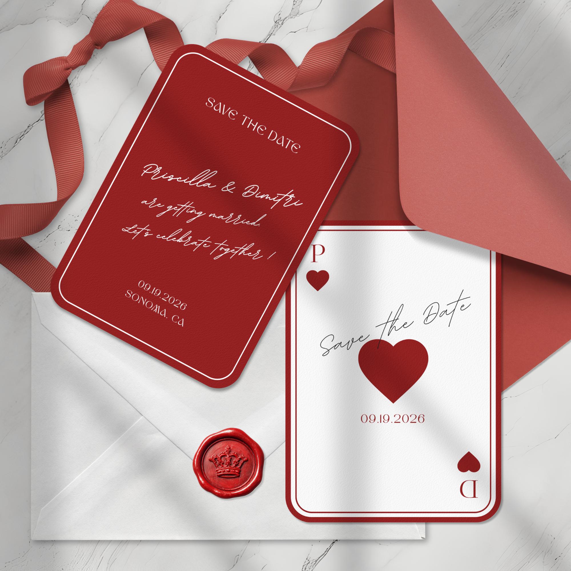 Red and White Wedding Invitation Suite • Canva Template • Modern ...