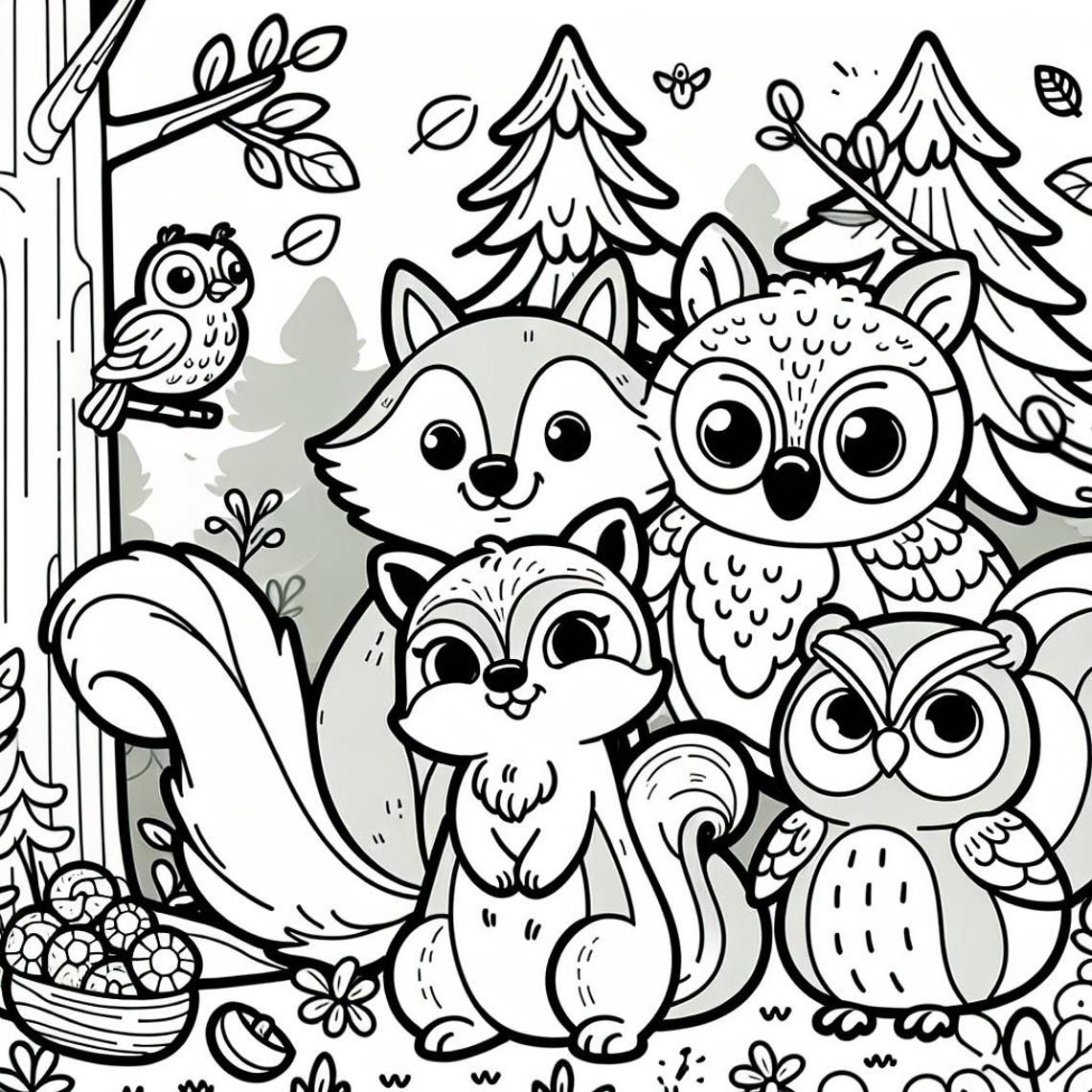 Woodland Animals Coloring Book - Etsy