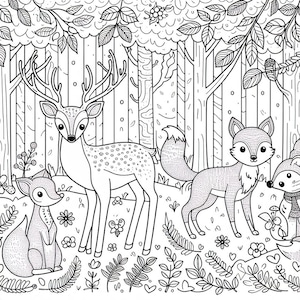 Woodland Animals Coloring Book - Etsy