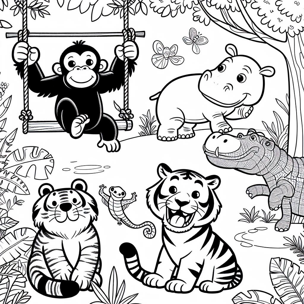 Jungle Animals Coloring Book - Etsy