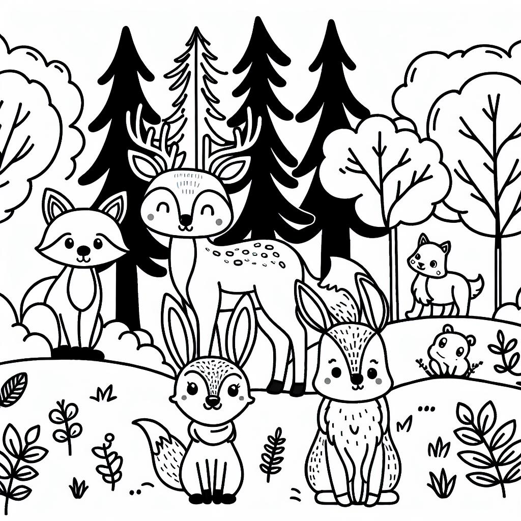Woodland Animals Coloring Book - Etsy