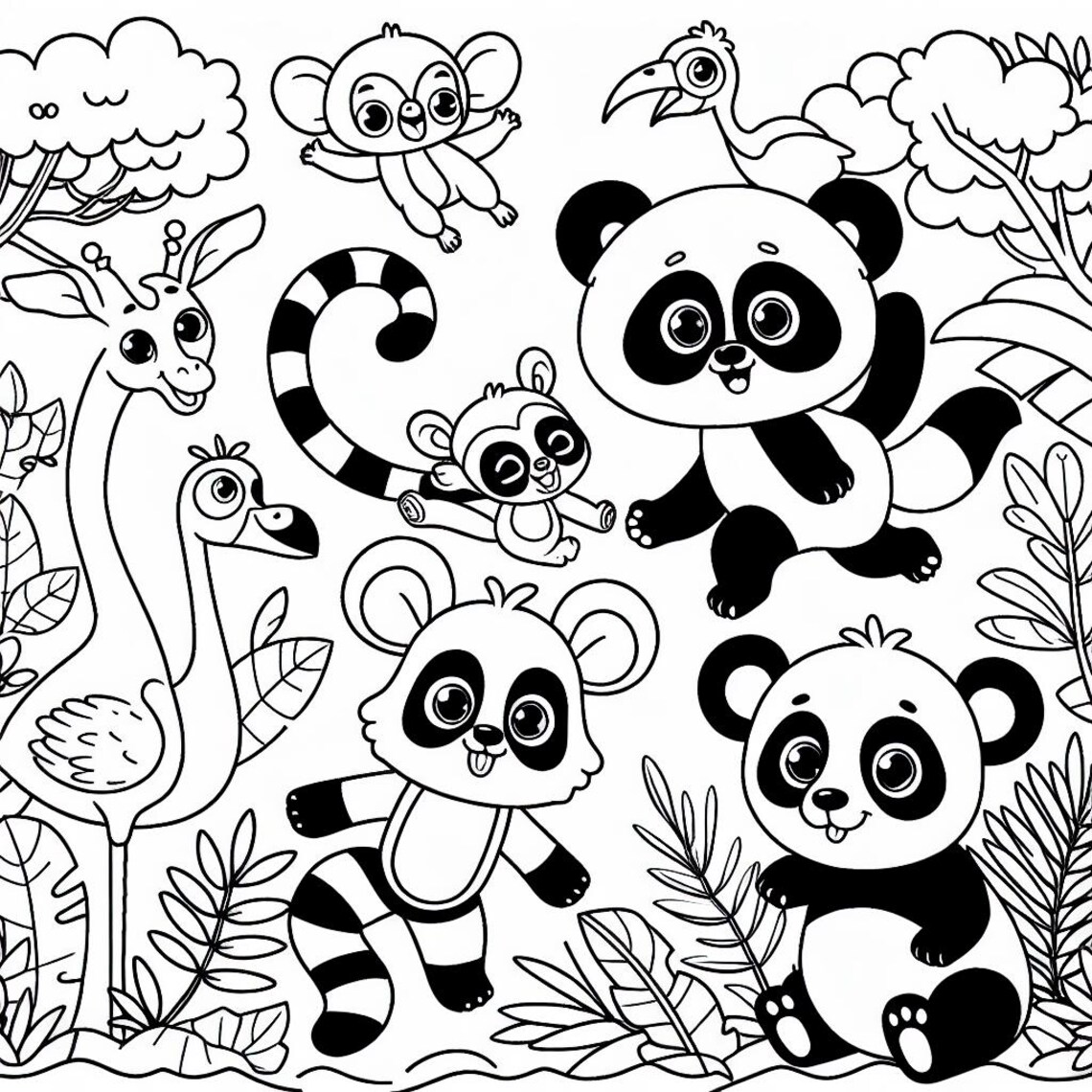 Jungle Animals Coloring Book - Etsy