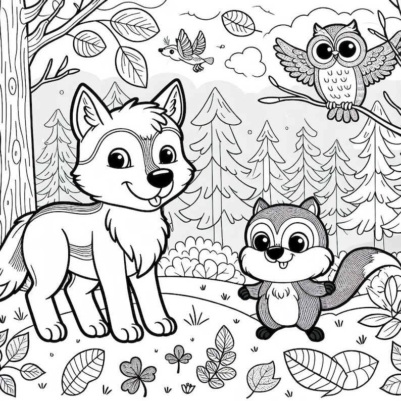 Woodland Animals Coloring Book - Etsy