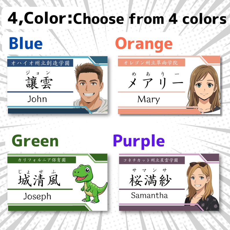 Custom Anime Portrait Business Cards Personalized Kanji or Katakana ...