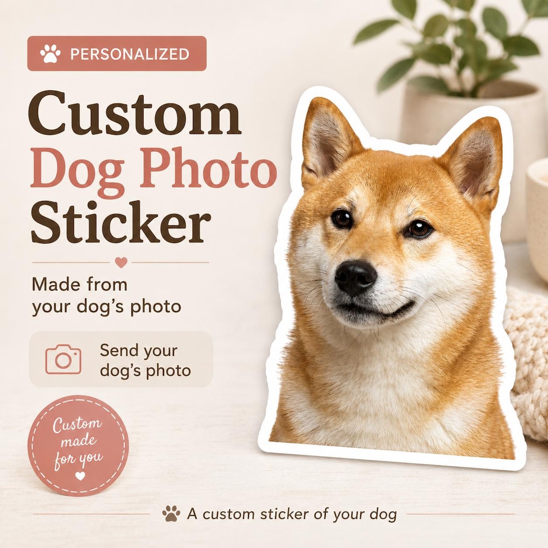 Pegatina personalizada con foto de perro, pegatina de Shiba Inu ...