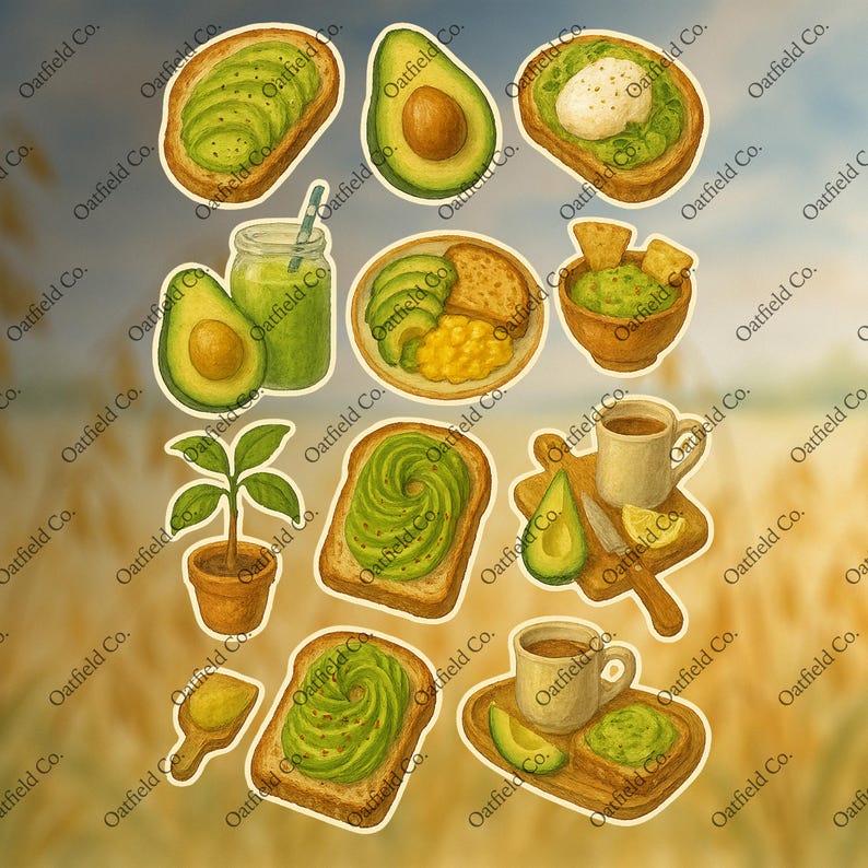 Cute Avocado Sticker Pack – Aesthetic Food Stickers for Planners - Etsy
