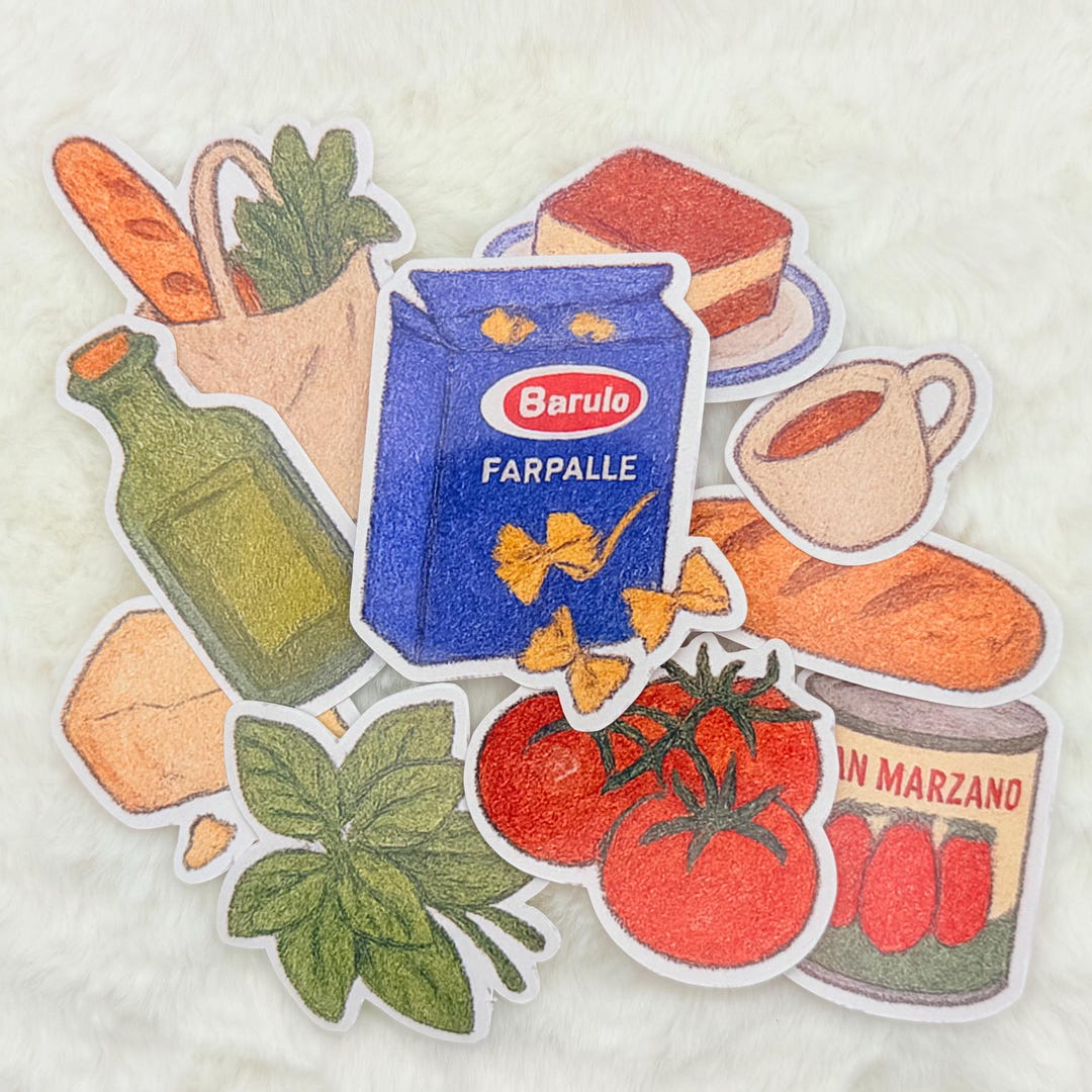 Italian Grocery Sticker Pack: Rustic Foodie Stickers - Etsy