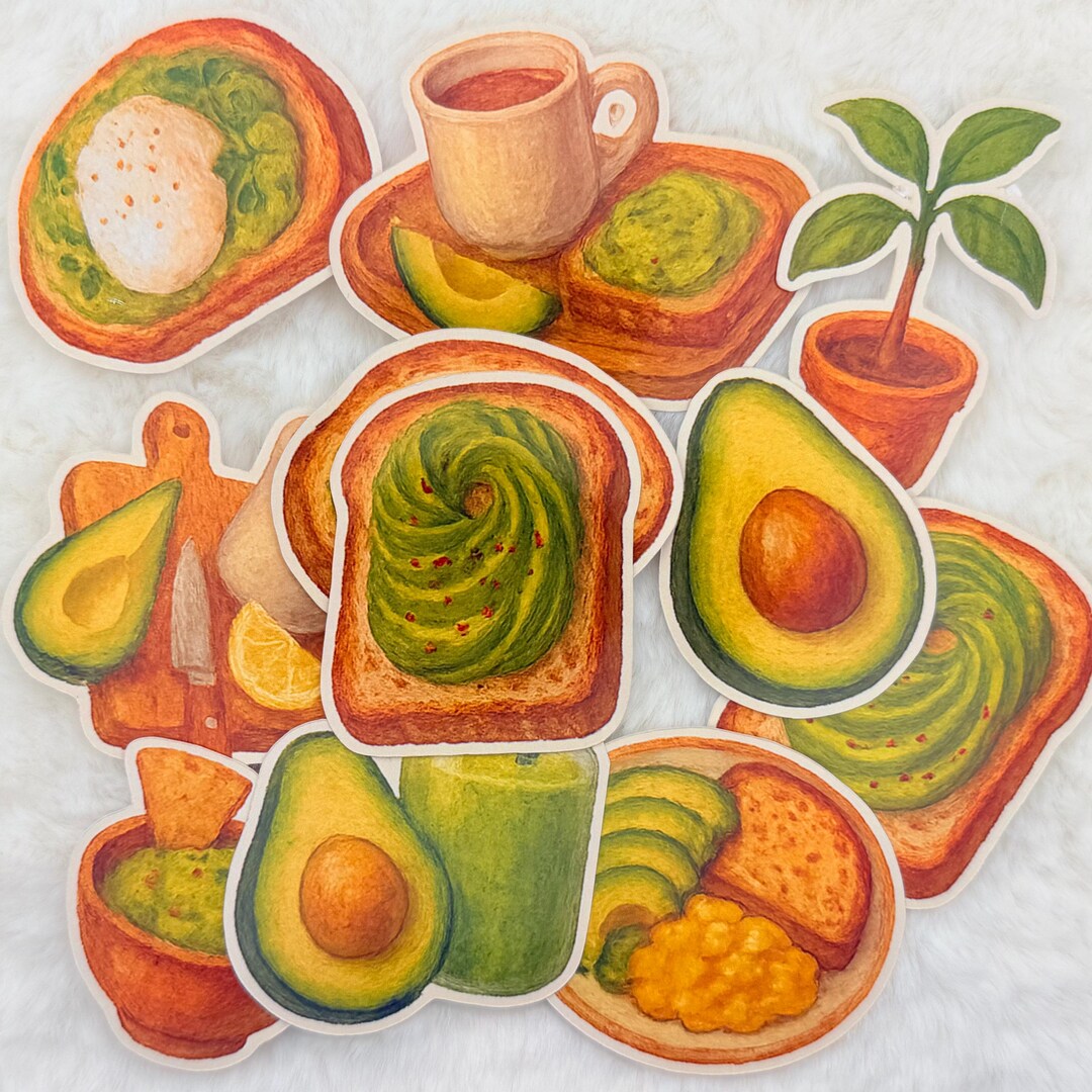 Cute Avocado Sticker Pack – Aesthetic Food Stickers for Planners - Etsy