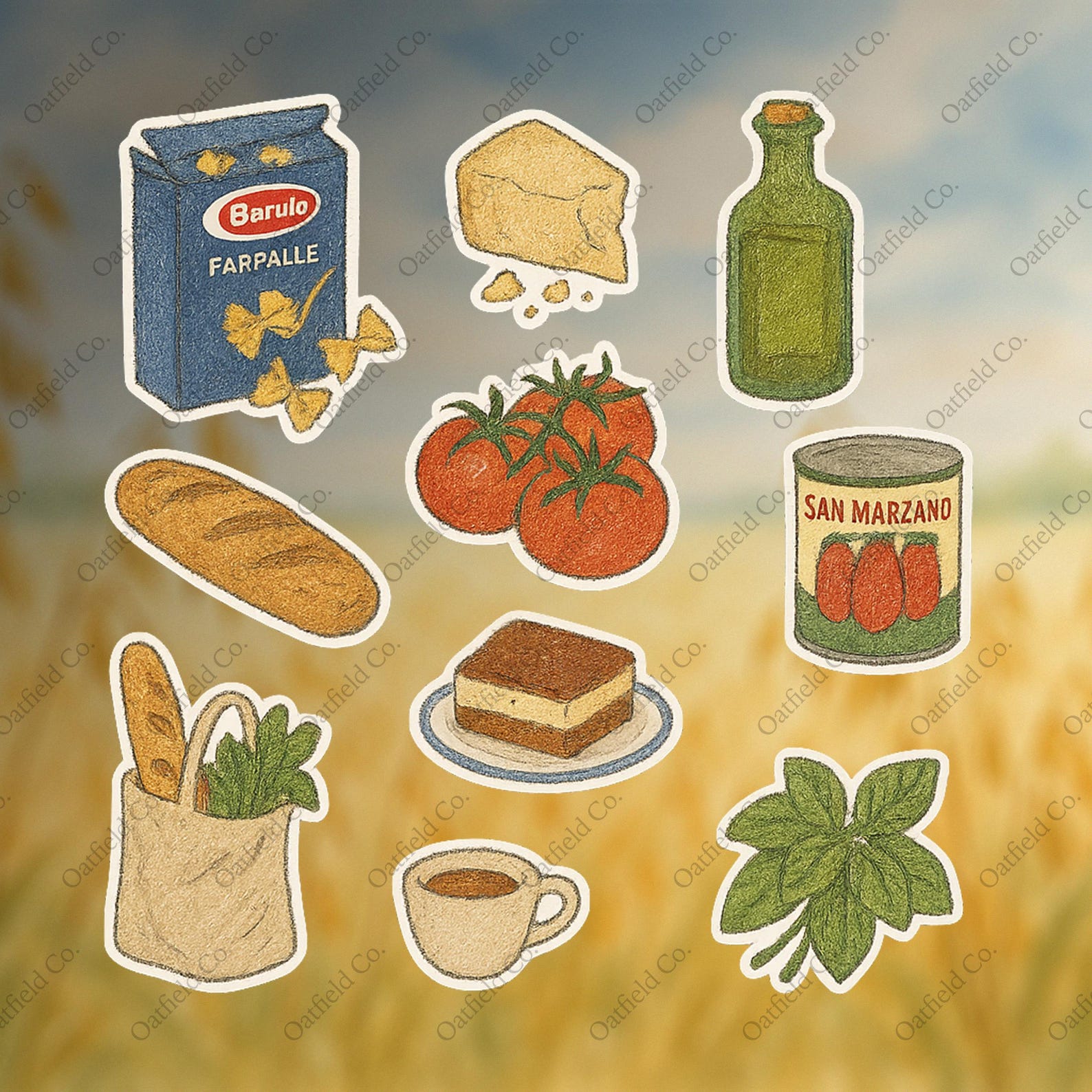 Italian Grocery Sticker Pack: Rustic Foodie Stickers - Etsy