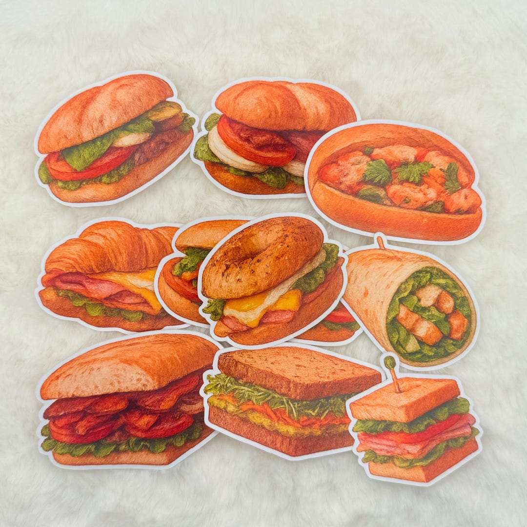 Watercolor Sandwich and Wrap Sticker Pack – Realistic Food Stickers - Etsy