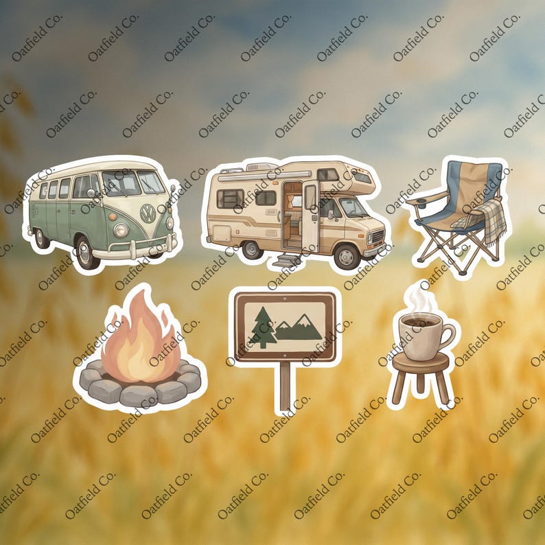 Cozy Camping Sticker Pack – Waterproof Van, RV, Campfire Decals - Etsy