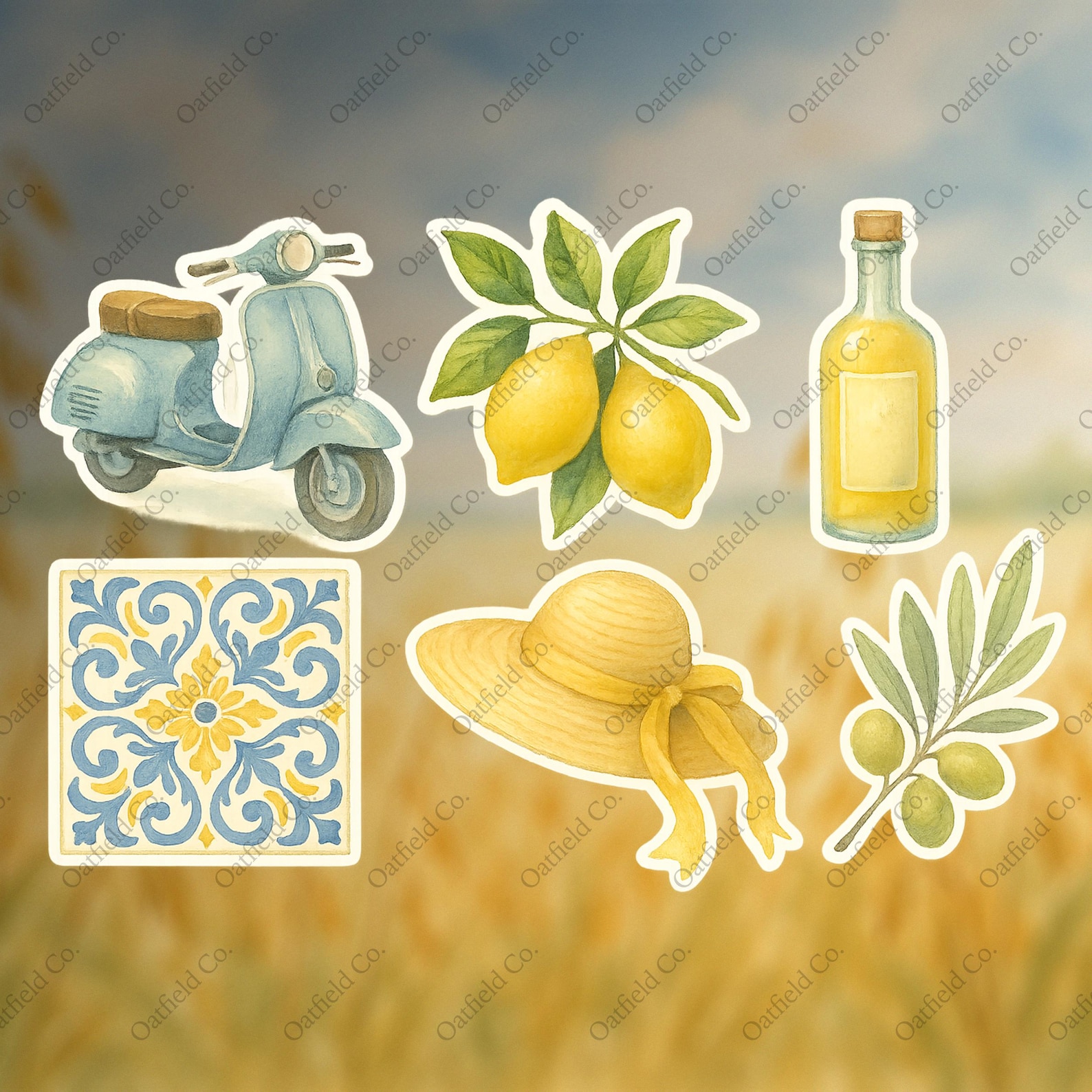 Amalfi Coast Sticker Pack: Glossy Watercolor Italian Summer Theme - Etsy