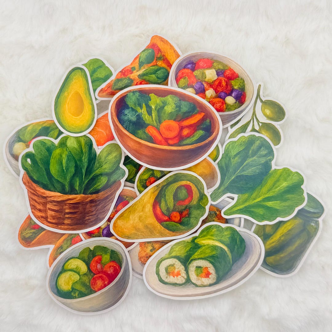 Fresh & Healthy Foods Sticker Pack – Salads, Wraps, Avocados and Greens ...