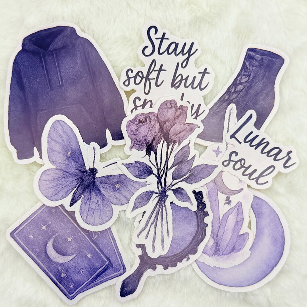 Soft Grunge Moon Sticker Pack – Glossy Gothic Aesthetic Stickers for ...