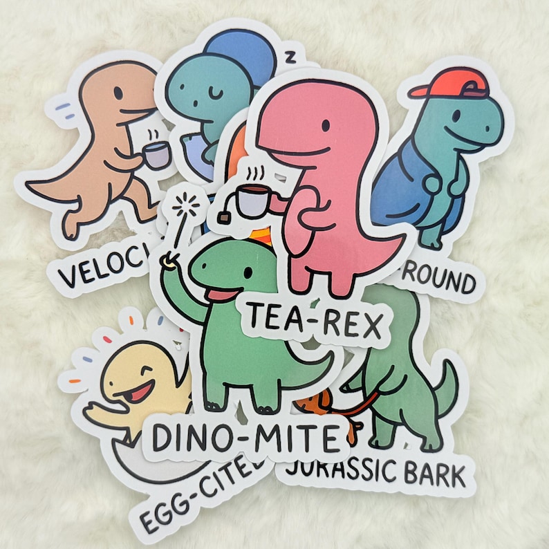 Funny Dinosaur Pun Sticker Pack – Tea-rex, Veloci-tea & More! - Etsy