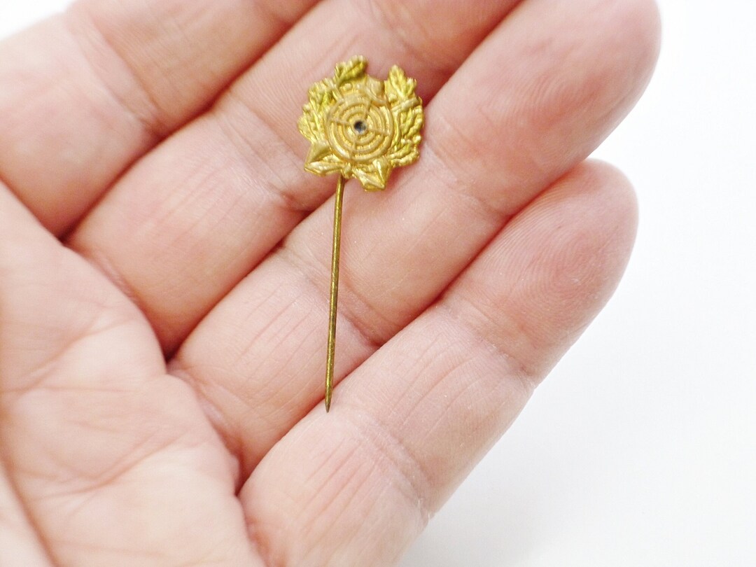 Antique German Hunting Stick Pin, Marksmanship Target, Hat Rifle Oak ...