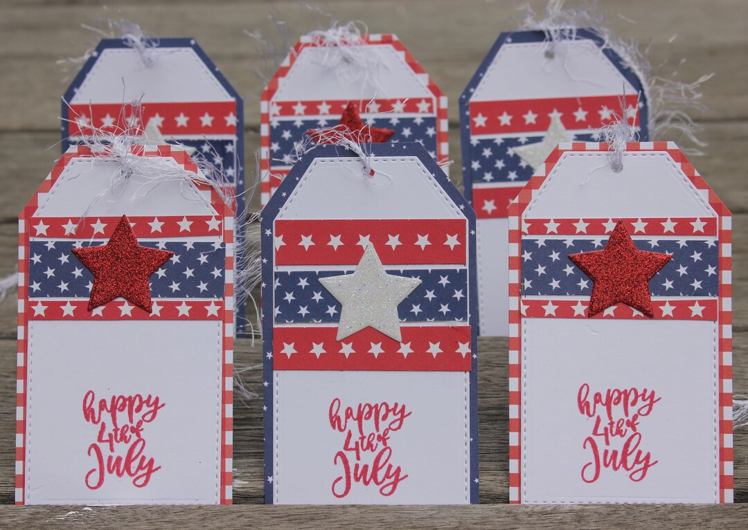 4th of July Gift Tags, Red, White, & Blue Gift Tags, Stars and Stripes ...