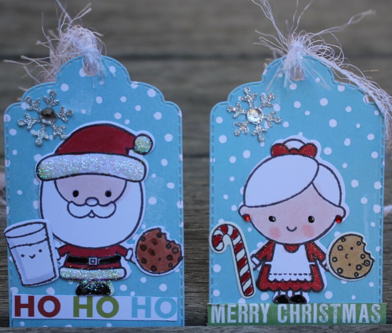 Christmas Gift Tags, Santa and Mrs. Claus Gift Tags, Snowfall Christmas ...