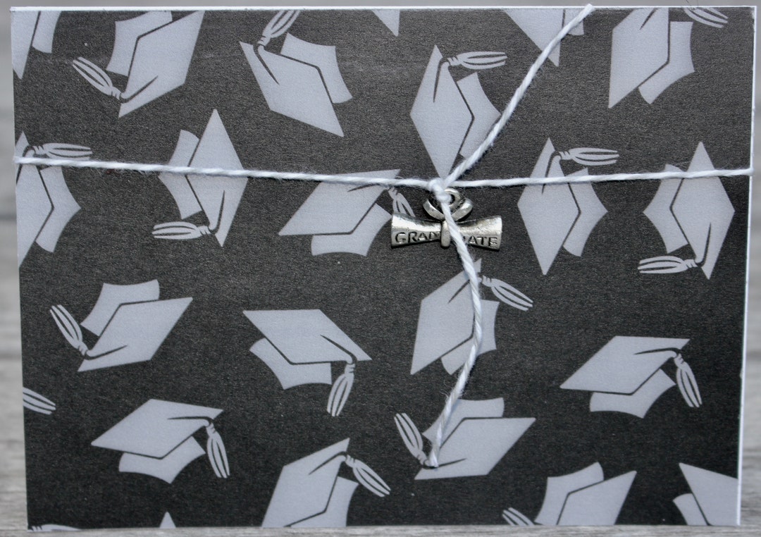 Graduation Card, Graduation Cap Card, Black and Silver Graduation Card ...