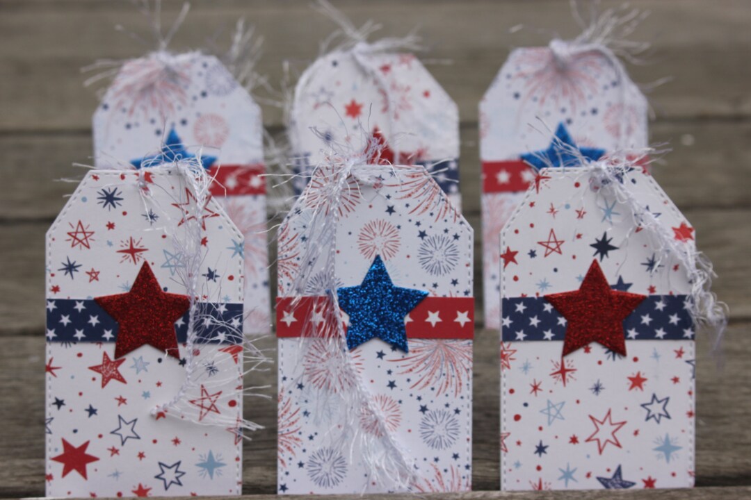4th of July Gift Tags, Red, White, & Blue Gift Tags, Stars and Stripes ...