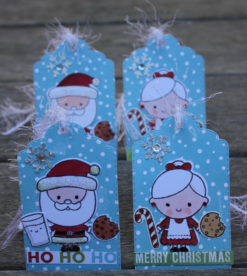 Christmas Gift Tags, Santa and Mrs. Claus Gift Tags, Snowfall Christmas ...