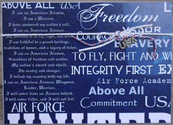 Air Force Card Military Card Air Force Card With USA Charm - Etsy