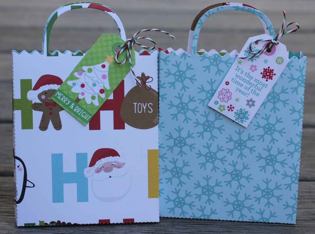 Christmas Gift Bag Card Holders, Snowflakes Gift Bag Holder, Hohoho ...