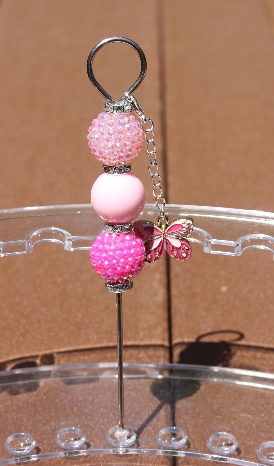 Pokey Tool-pink Glitter Beads W/pink Butterfly Charm, Crafters Tool ...