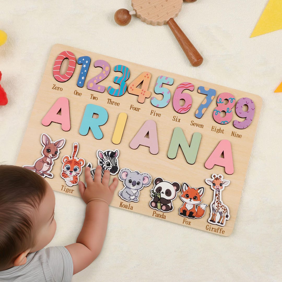 Personalized Name Busy Board Puzzle Toy, Numbers Puzzle, Wooden ...