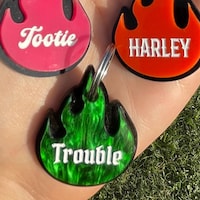 Flame Pet Tag - Etsy