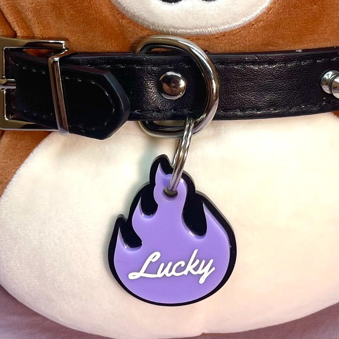 Fireball Acrylic Dog Tag: Custom Flame Pet ID Tag - Etsy