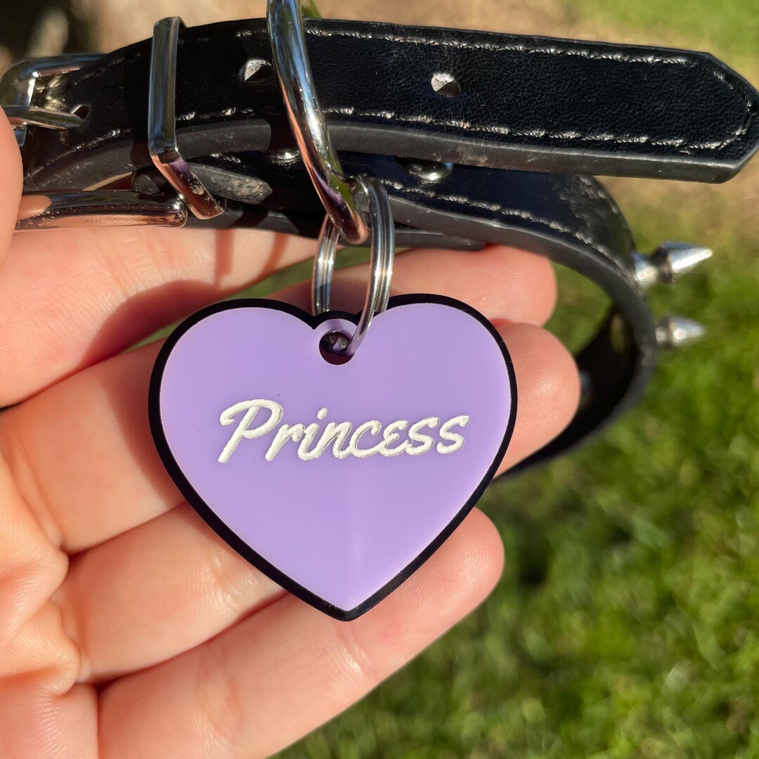 Personalized Heart Dog Tag: Custom Acrylic Pet ID Tag - Etsy
