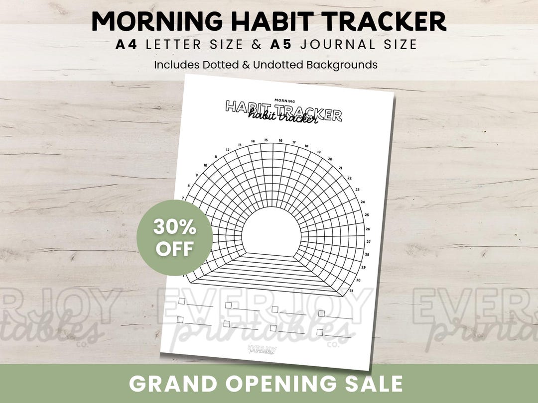 Morning Habit Tracker PRINTABLE, Coloring Page, A4 A5 Bullet Journal ...